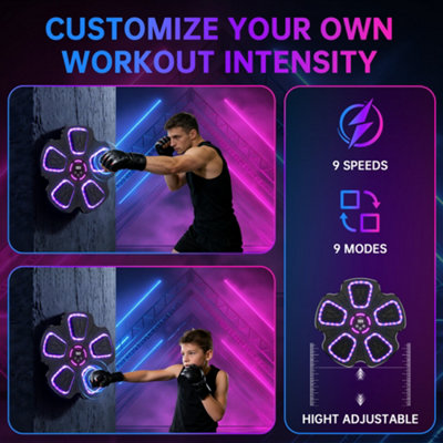 Music Boxing Training Target with Bluetooth, LED Reaction Wall Pad ...