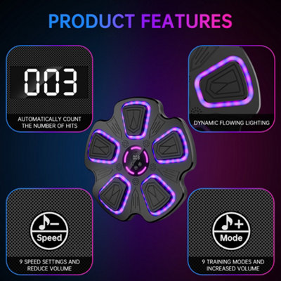 Music Boxing Training Target with Bluetooth, LED Reaction Wall Pad ...