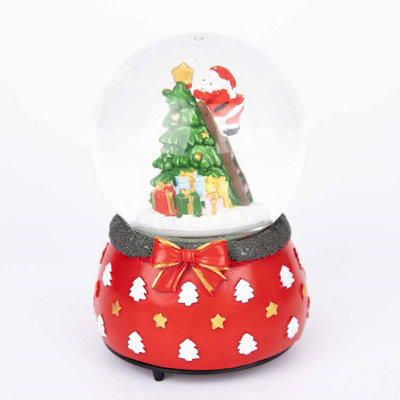 Musical Christmas Snowglobe Large Water Ball Features Santa On Tree ...