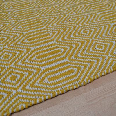 Mustard Geometric Handmade Modern Wool Easy To Clean Rug Dining Room ...
