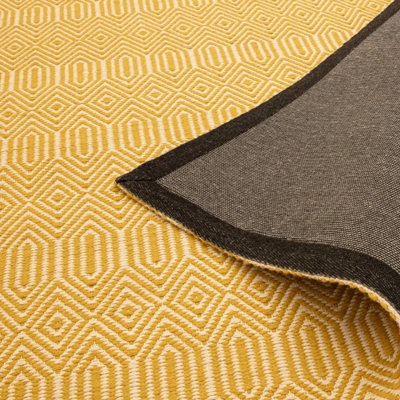 Mustard Geometric Handmade Modern Wool Easy To Clean Rug Dining Room ...
