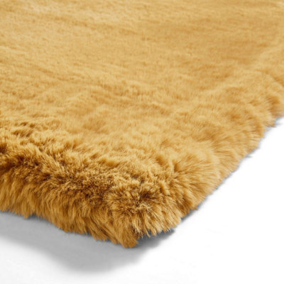 Mustard Shaggy Rug, Plain Rug with 80mm Thickness, Anti-Shed Modern ...