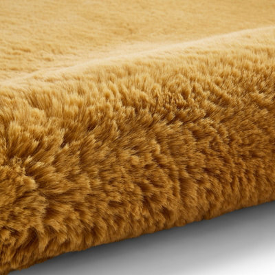 Mustard Shaggy Rug, Plain Rug with 80mm Thickness, Anti-Shed Modern ...