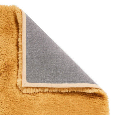 Mustard Shaggy Rug, Plain Rug with 80mm Thickness, Anti-Shed Modern ...