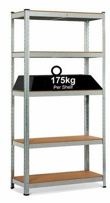 Mutton's 5 shelf Medium-density fibreboard (MDF) & steel Shelving unit ...