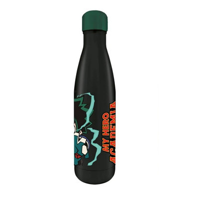 My Hero Academia Chibi Metal Water Bottle Black/Green/Red (One Size)