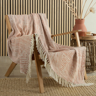 Myan Geometric Mosaic Design Terracotta Woven Throw