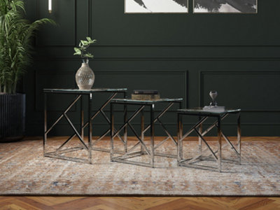 Myla contemporary Glass Nest of Tables Clear