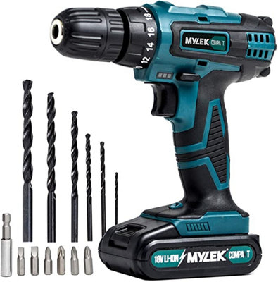 MYLEK 18V Cordless Drill Li-ion Electric Driver Set Also With 131 DIY ...