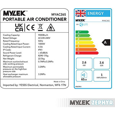 Mylek Air Conditioning Unit 9000BTU Portable Conditioner Cooling Cold ...