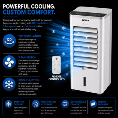 MYLEK Air Cooler Portable Evaporative Fan Large 8L Water Tank ...