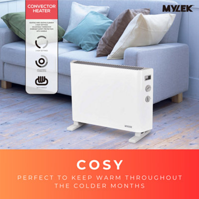MYLEK Convector Heater Electric 2000W Free Standing Radiator - Portable ...