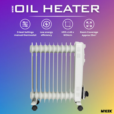Mylek Oil Filled Electric Portable Heater Radiator with Adjustable ...