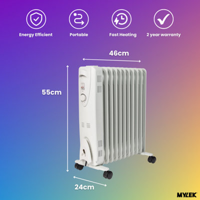 Mylek Oil Filled Electric Portable Heater Radiator with Adjustable ...
