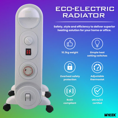 Mylek Oil Filled Radiator Electric Heater, Portable, Thermostat and ...