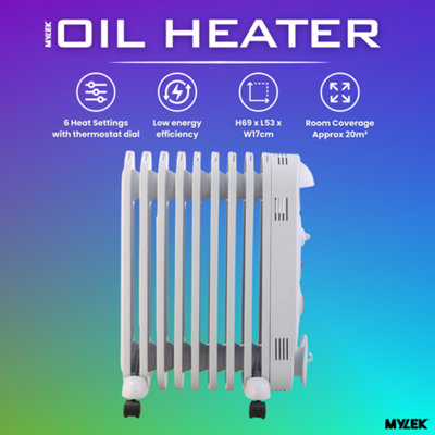 Mylek Oil Filled Radiator Electric Heater, Portable, Thermostat and ...