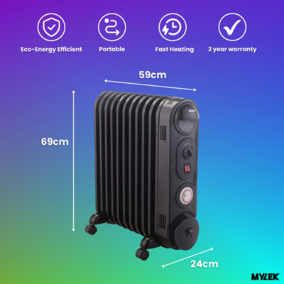 Mylek Oil Filled Radiator Electric Heater, Portable, Thermostat and ...