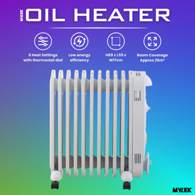 Mylek Oil Filled Radiator Electric Heater, Portable, Thermostat and ...