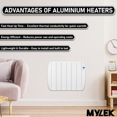 MYLEK Panel Heater Radiator 1500W Electric with Programmable Digital Timer