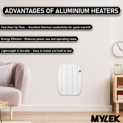 MYLEK Panel Heater Radiator 600W Electric with Programmable Digital Timer