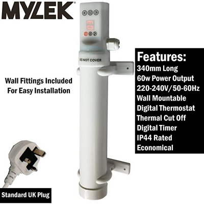 Mylek Tubular Heater 60W - 340mm - Low Energy Tube - Built in Digital ...
