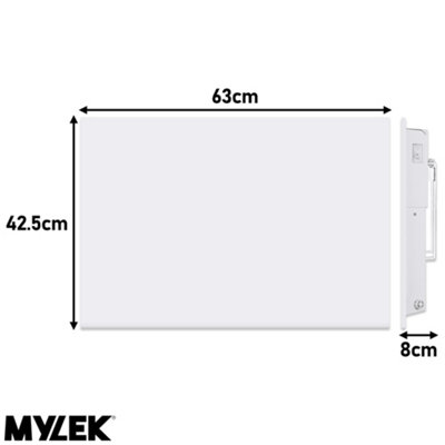 MYLEK Wall Mounted Slimline White Panel Heater 1200w Daily and Weekly ...