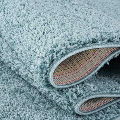 Myshaggy Collection Living Room Rugs Solid Design Duck egg blue