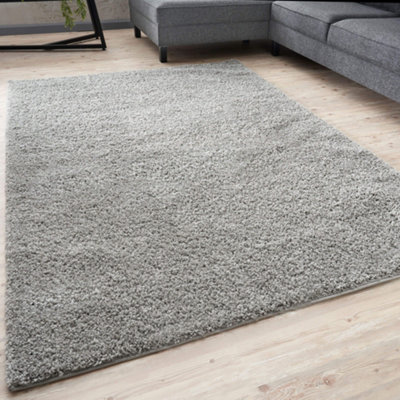 Myshaggy Collection Living Room Rugs Solid Design Grey | DIY at B&Q