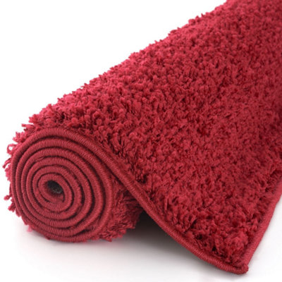 Myshaggy Collection Living Room Rugs Solid Design Red