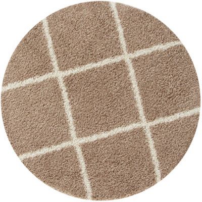 Myshaggy Collection Rugs Diamond Design in Beige 383 BI | DIY at B&Q