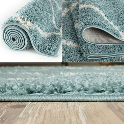 Myshaggy Collection Rugs Diamond Design in Duck Egg Blue 383DB | DIY at B&Q