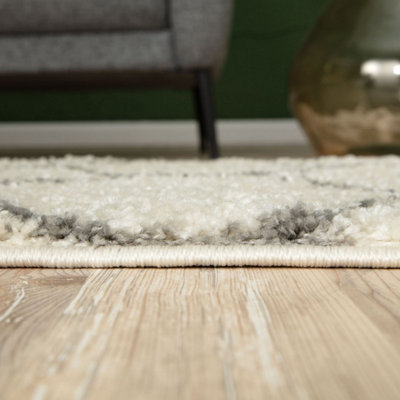 Myshaggy Collection Rugs Diamond Design in Ivory 383 IG