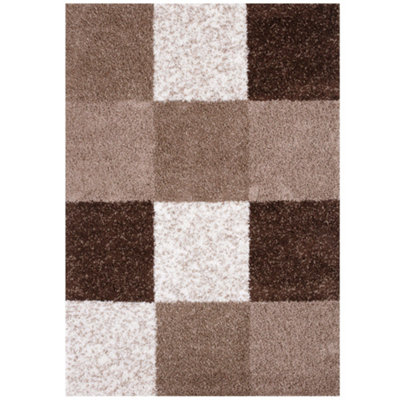 Myshaggy Collection Rugs Geometric Design 381 Brown
