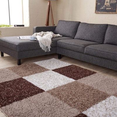 Myshaggy Collection Rugs Geometric Design 381 Brown