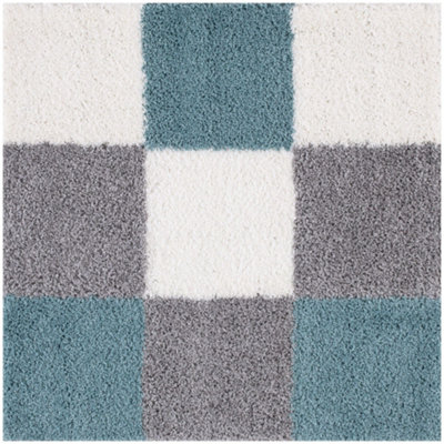 Myshaggy Collection Rugs Geometric Design 381 Duck Egg Blue