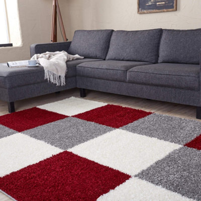 Myshaggy Collection Rugs Geometric Design 381 Red
