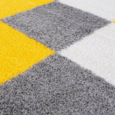 Myshaggy Collection Rugs Geometric Design 381 Yellow