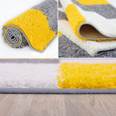 Myshaggy Collection Rugs Geometric Design 381 Yellow | DIY at B&Q
