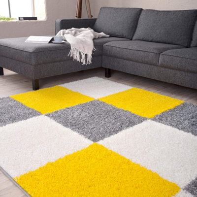 Myshaggy Collection Rugs Geometric Design 381 Yellow