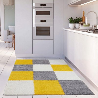 Myshaggy Collection Rugs Geometric Design 381 Yellow