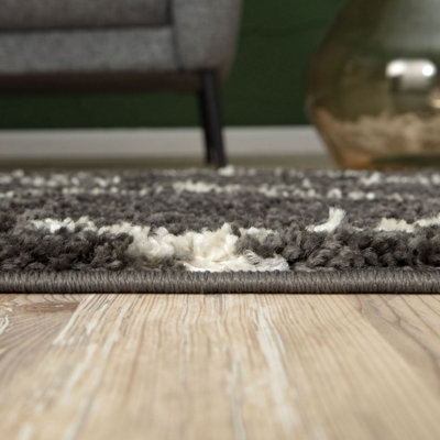 Myshaggy Collection Rugs Trellis Design in Dark Grey 384D