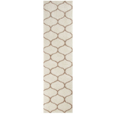 Myshaggy Collection Rugs Trellis Design in Ivory Beige 384 IB