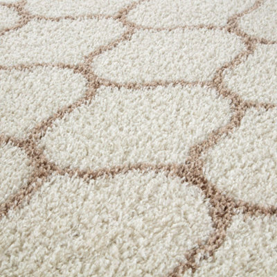 Myshaggy Collection Rugs Trellis Design in Ivory Beige 384 IB