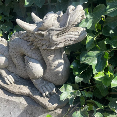 Mystical Oriental Dragon Stone Cast Statue Garden Ornament