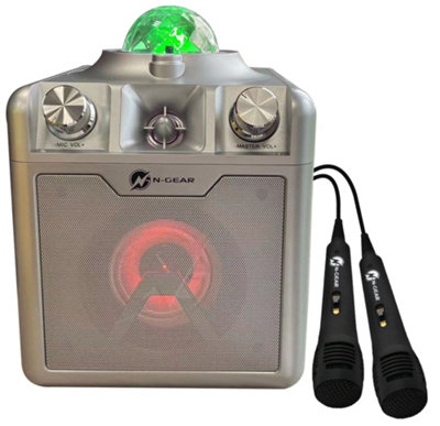 N-Gear Disco Star 710 Silver Bluetooth Speaker Karaoke Set Party Box ...