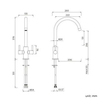 Nabis Idro Swan Neck Swivel Kitchen Mixer Tap