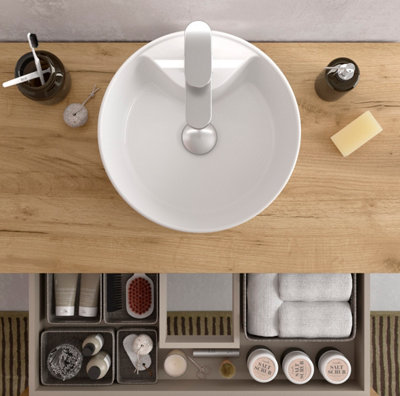 NABUA Vanity Unit 80cm Oak worktop Basin Ceramic