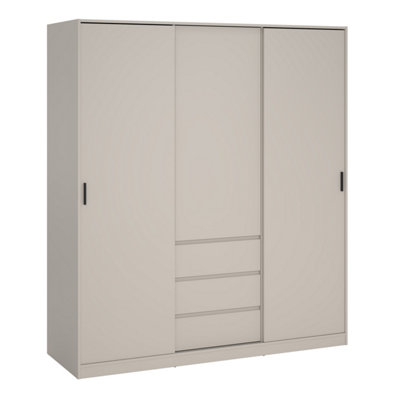 Naia Wardrobe with 2 sliding Doors 1 Door 3 Drawers in Cashmere
