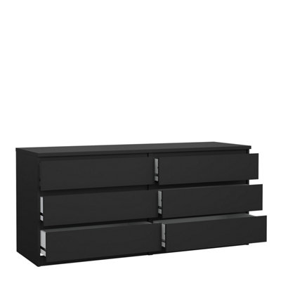 Naia Wide Chest of 6 Drawers (3+3) in Black Matt (W) 153.6 X (H) 70.1 X ...