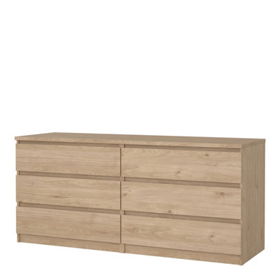 Naia Wide Chest of 6 Drawers (3+3) in Jackson Hickory Oak